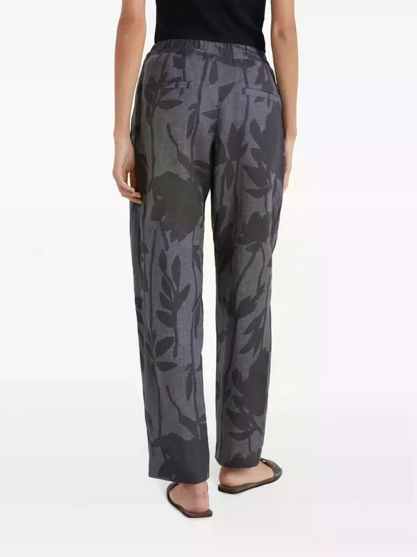 Brunello Cucinelli Floral-print Linen Trousers