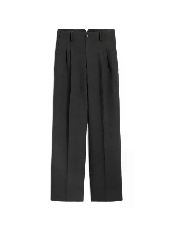 AMI Paris High-waisted Carrot-fit Wool Trousers - Grey