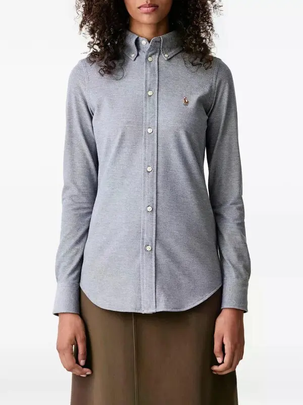 Polo Ralph Lauren Pique Button-down Shirt With Embroidered Logo