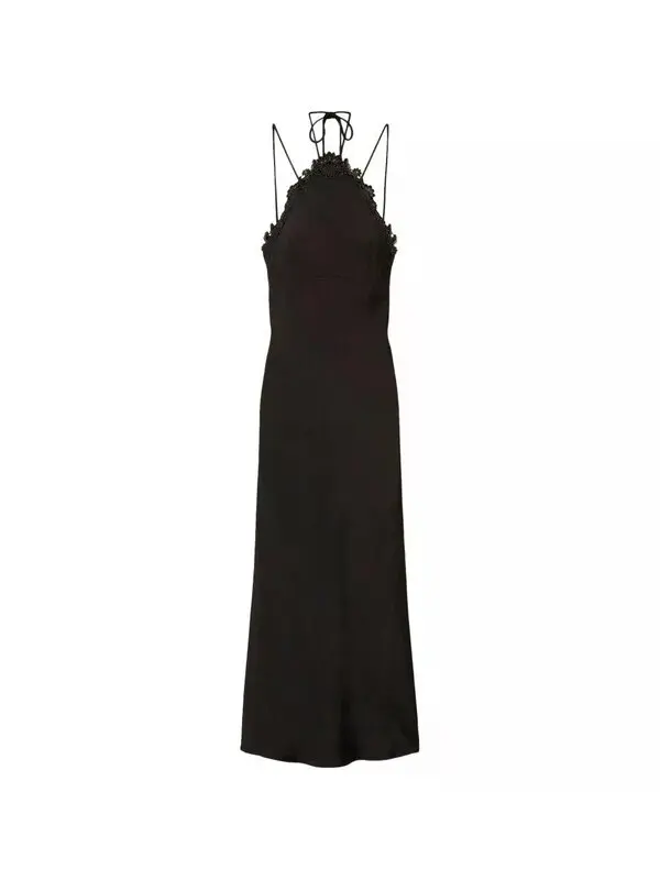 TWINSET Long Satin Dress With Embroidery - Black