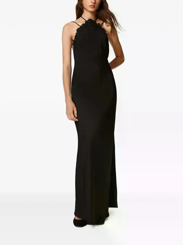TWINSET Long Satin Dress With Embroidery