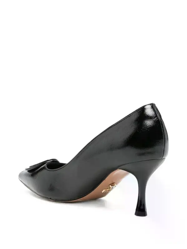 TWENTY FOURHAITCH Luvien Patent Plaque Kitten Heel Pumps