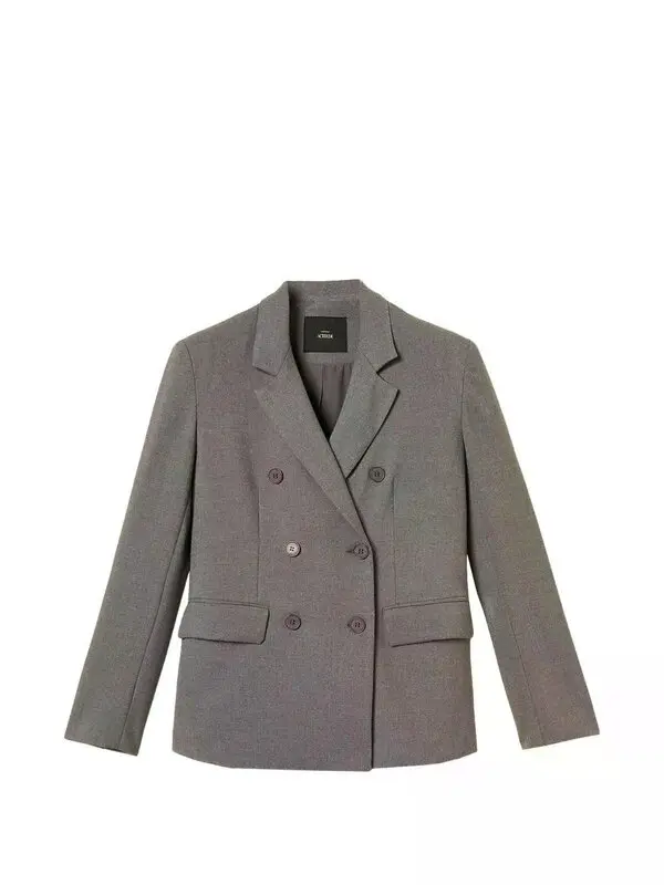 TWINSET Double-breasted Flannel Jacket - Grey