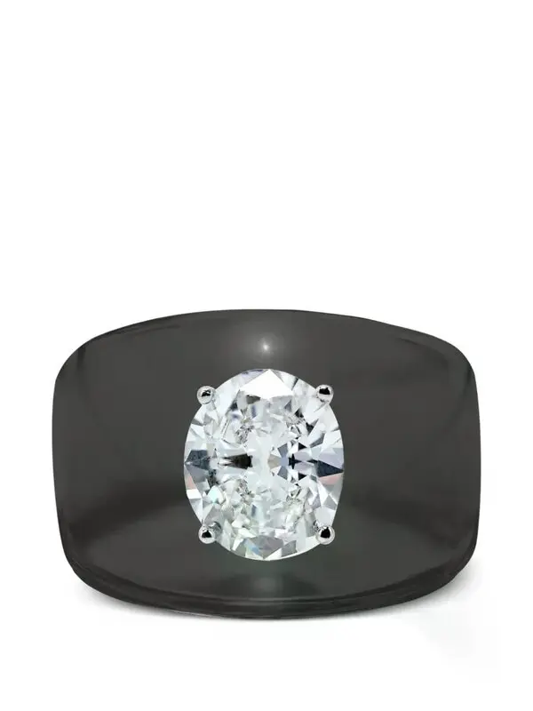 SOLO FOR DIAMONDS Oval-cut Lab-grown Diamond Ring - Black