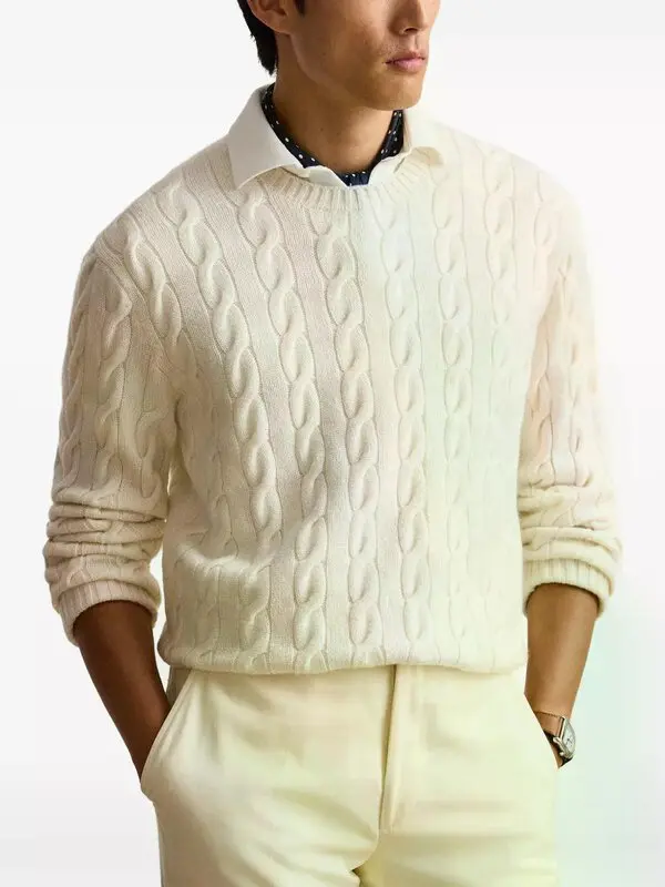 Ralph Lauren Purple Label Cream Cashmere Cable Knit Sweater