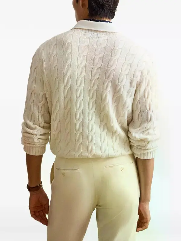 Ralph Lauren Purple Label Cream Cashmere Cable Knit Sweater