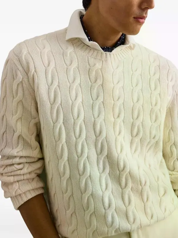 Ralph Lauren Purple Label Cream Cashmere Cable Knit Sweater
