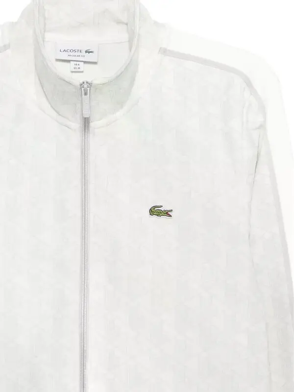 Lacoste Monogram Zip-up Sweatshirt - White