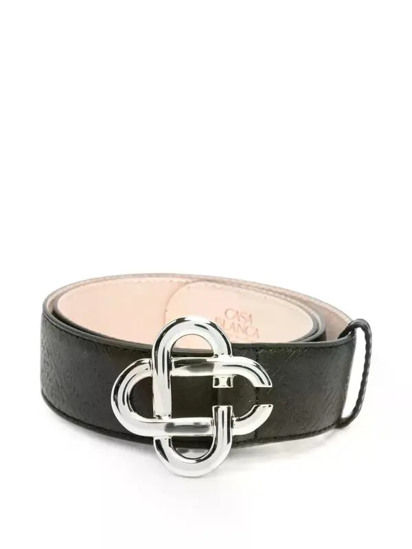 Casablanca Monogram-embossed Leather Belt - Black