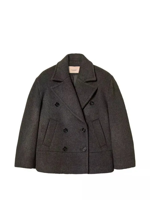 TWINSET Double-breasted Caban Coat - Grey