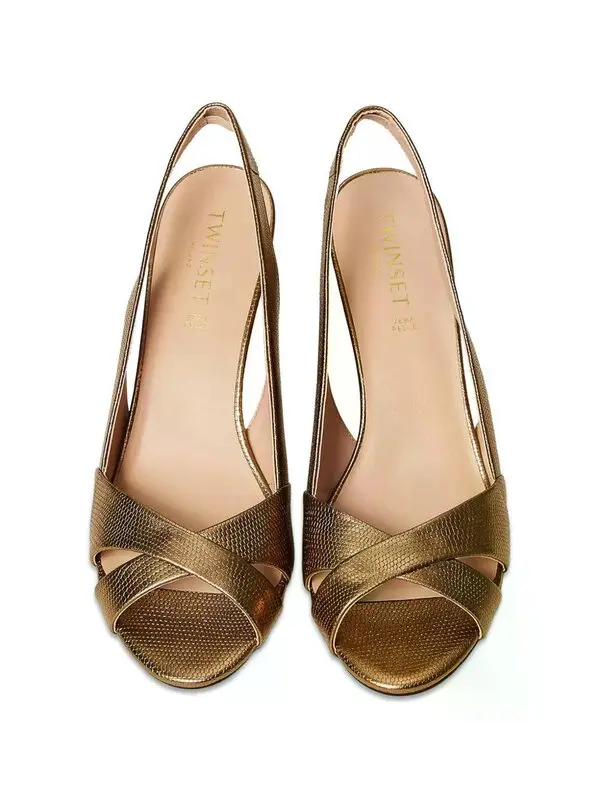 TWINSET Laminated Leather Wedge Sandals