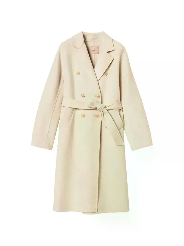 TWINSET Belted Double-breasted Coat - Neutrals