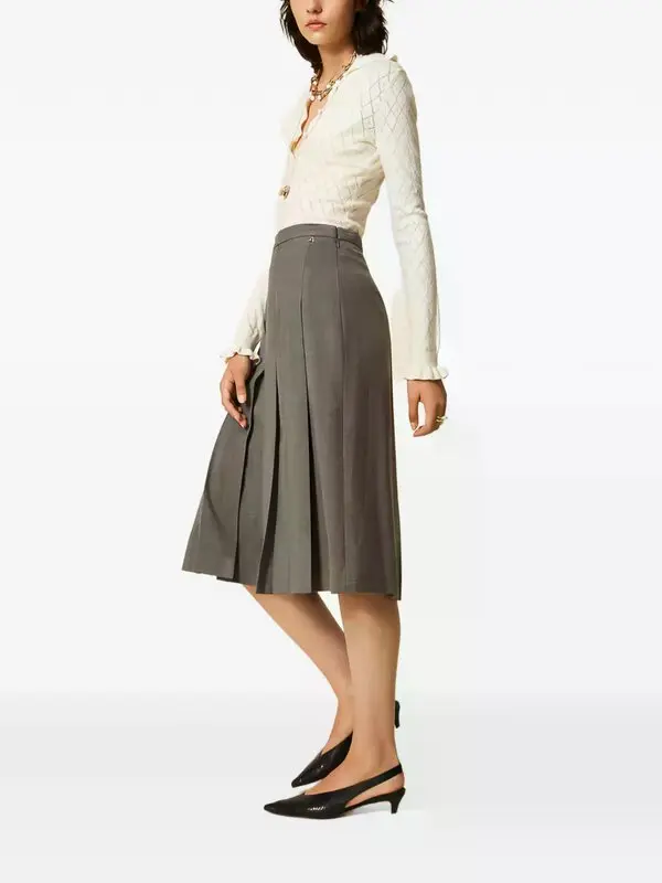 TWINSET Flannel Midi Skirt - Grey