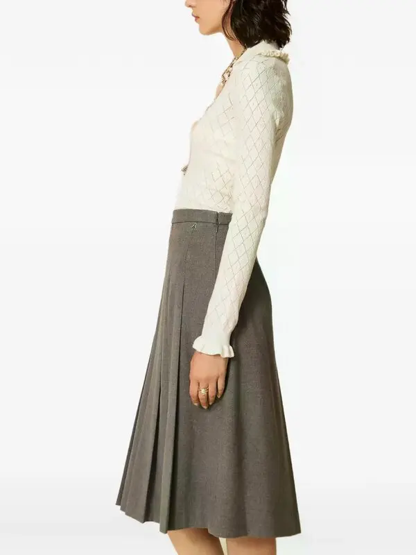 TWINSET Flannel Midi Skirt - Grey