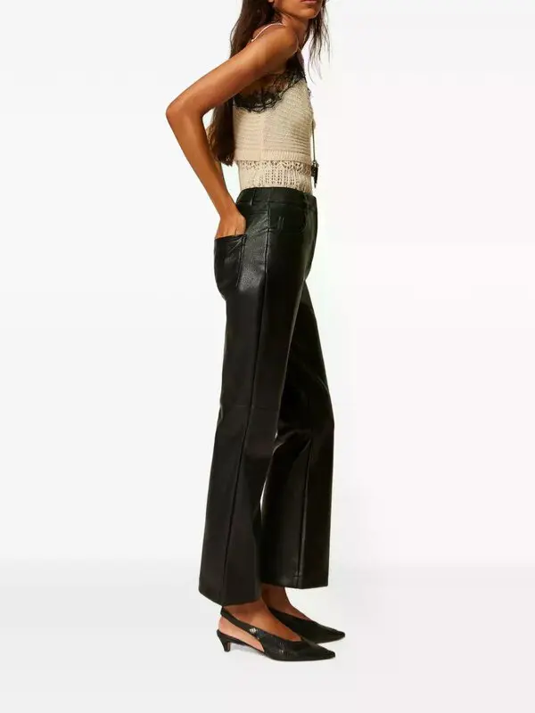 TWINSET Faux Leather Flared Trousers