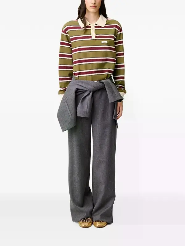 Claudie Pierlot Striped Long-sleeve Polo Shirt