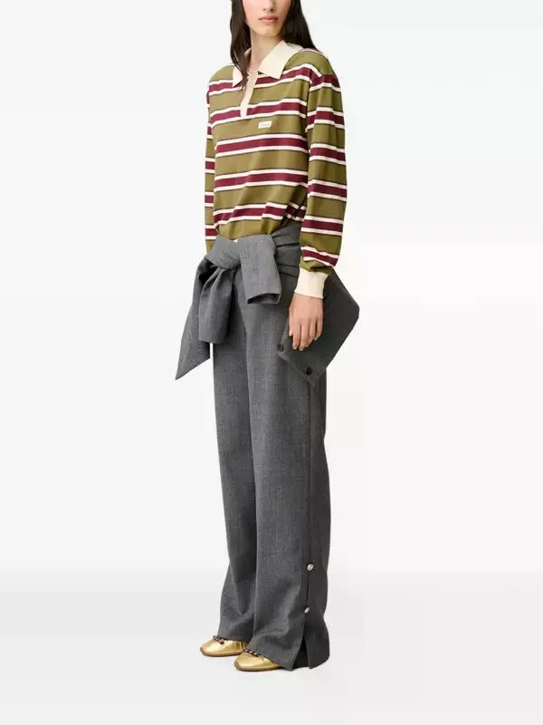 Claudie Pierlot Striped Long-sleeve Polo Shirt