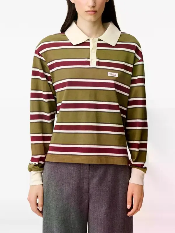 Claudie Pierlot Striped Long-sleeve Polo Shirt