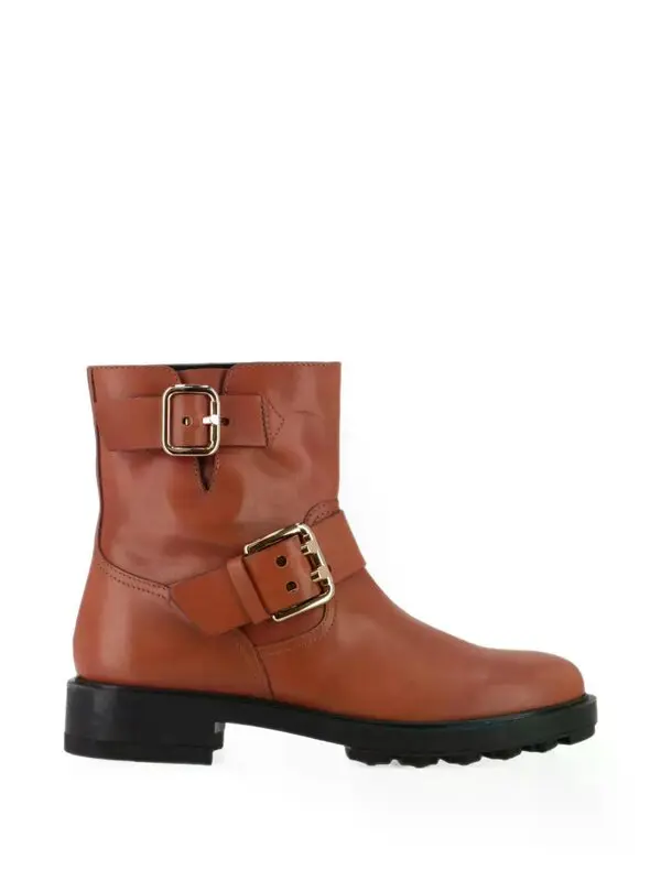 TOD'S Buckle-strap Leather Boots - Brown