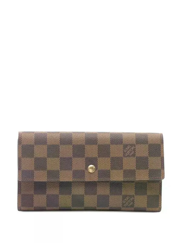 LOUIS VUITTON 2002 Damier Ebene Trifold Wallet - Brown