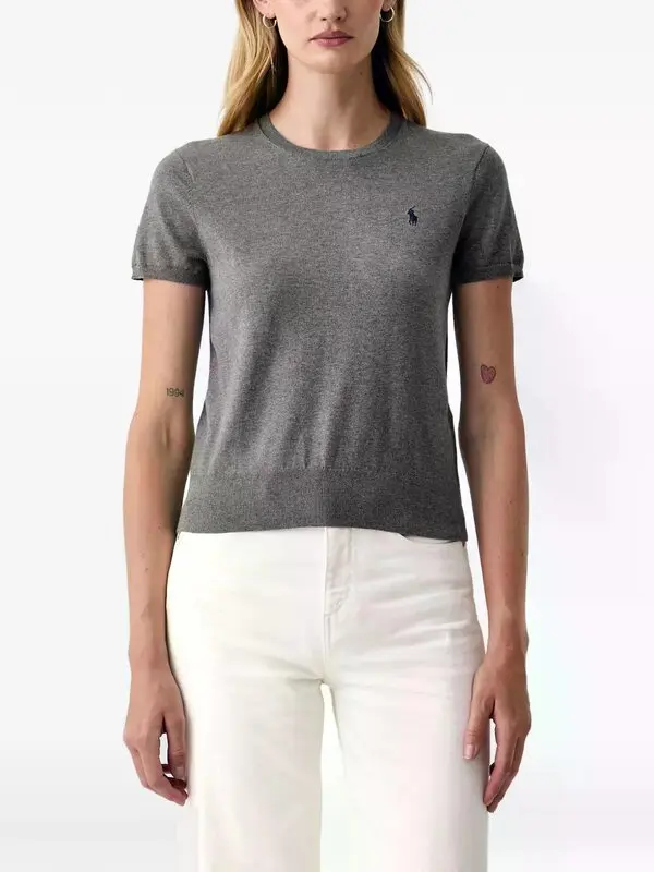 Polo Ralph Lauren Knitted T-shirt With Embroidered Pony - Grey