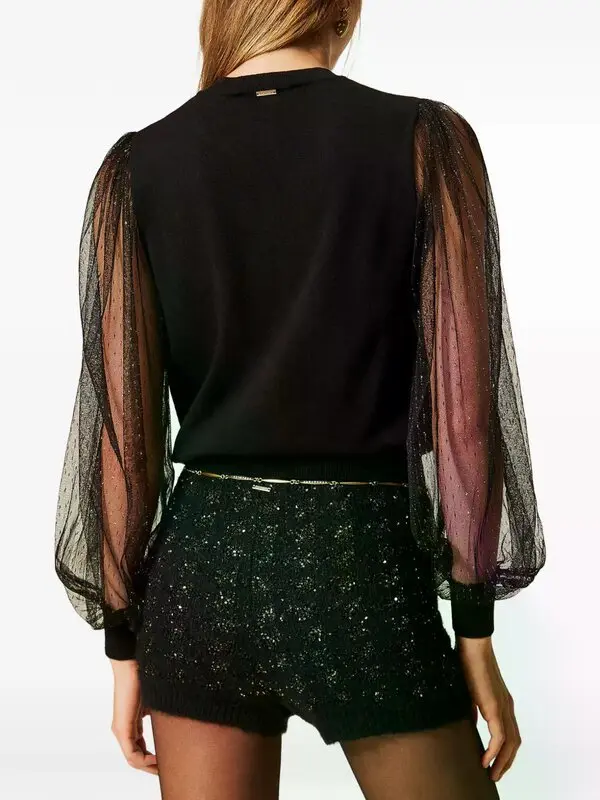 TWINSET Jumper With Plumetis Tulle Sleeves