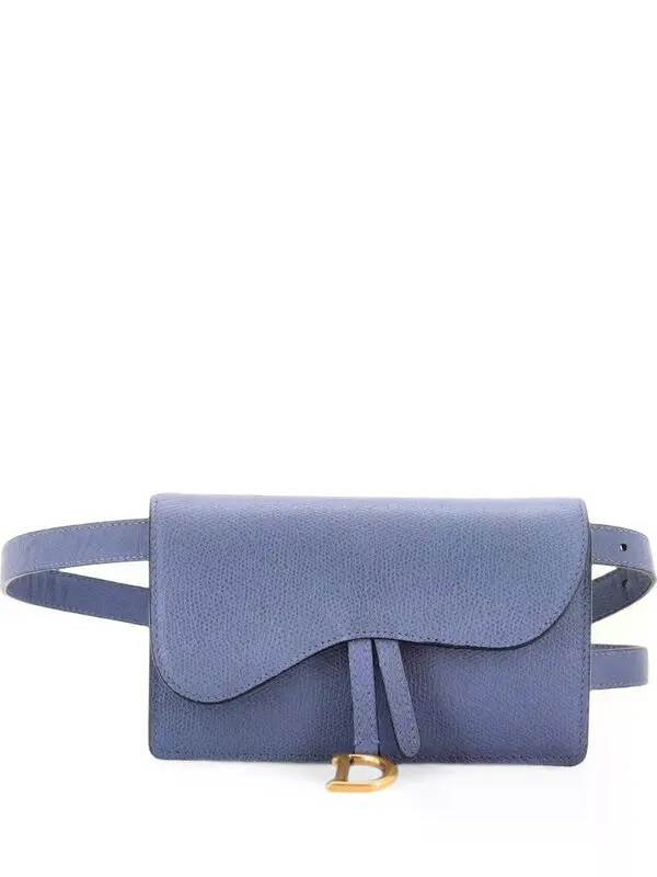 Dior Saddle Rectangular Leather Belt Bag - Blue