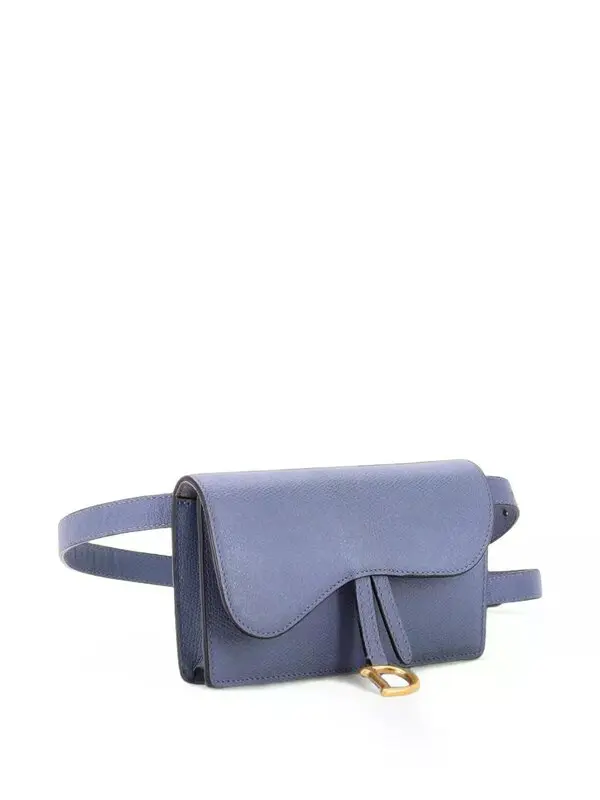 Dior Saddle Rectangular Leather Belt Bag - Blue