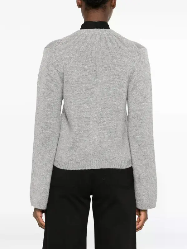 ALLUDE Patch-pocket Ribbed-trim Cardigan - Grey