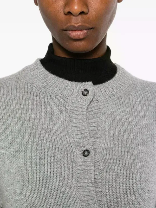 ALLUDE Patch-pocket Ribbed-trim Cardigan - Grey