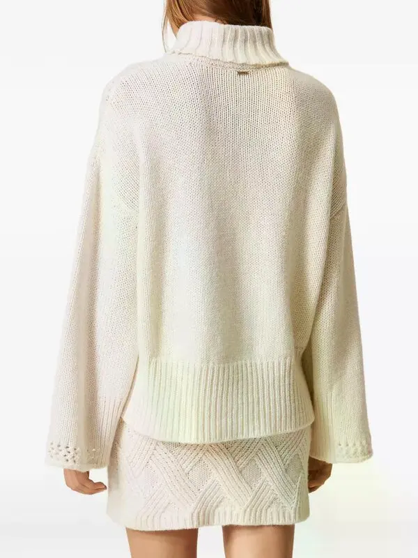 TWINSET Wool-blend Turtleneck Jumper With Criss-cross Pattern