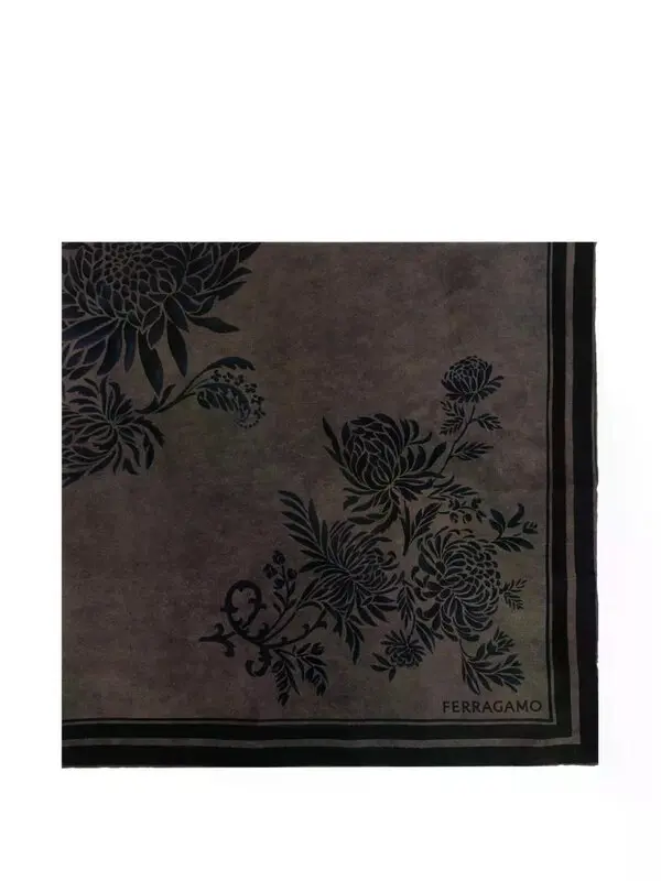 FERRAGAMO Floral-print Silk Scarf - Blue