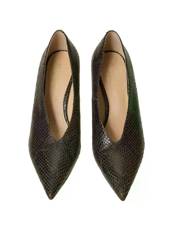 TWINSET Python-print Leather Court Shoes