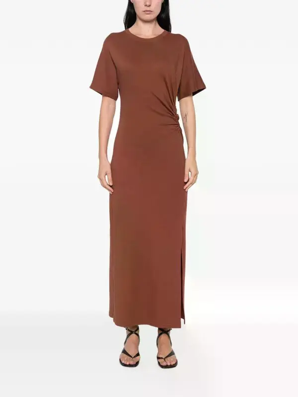 MAISON123 Gathered Side Slit Hem Maxi Dress
