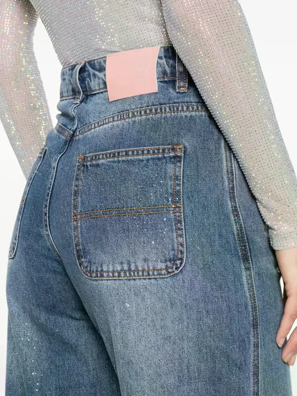 TWENTY FOURHAITCH Glitter Effect Wide-leg Jeans