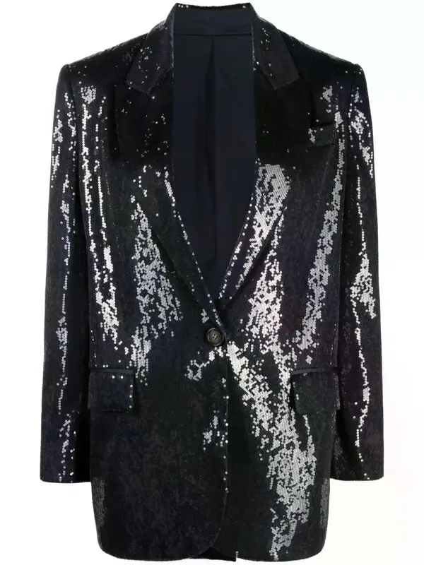 Brunello Cucinelli Sequin-embellished Single-breasted Blazer - Blue