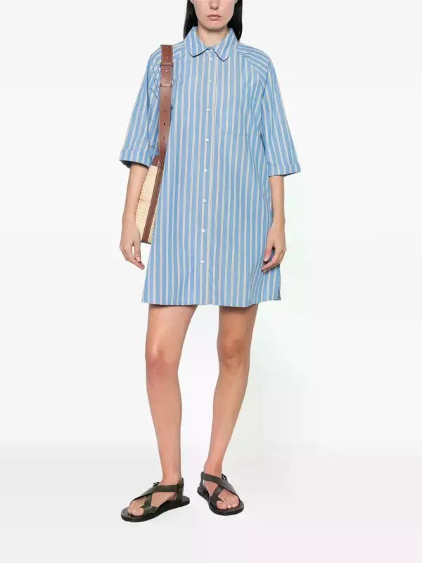 MAISON123 Vertical Stripe Mini Shirt Dress