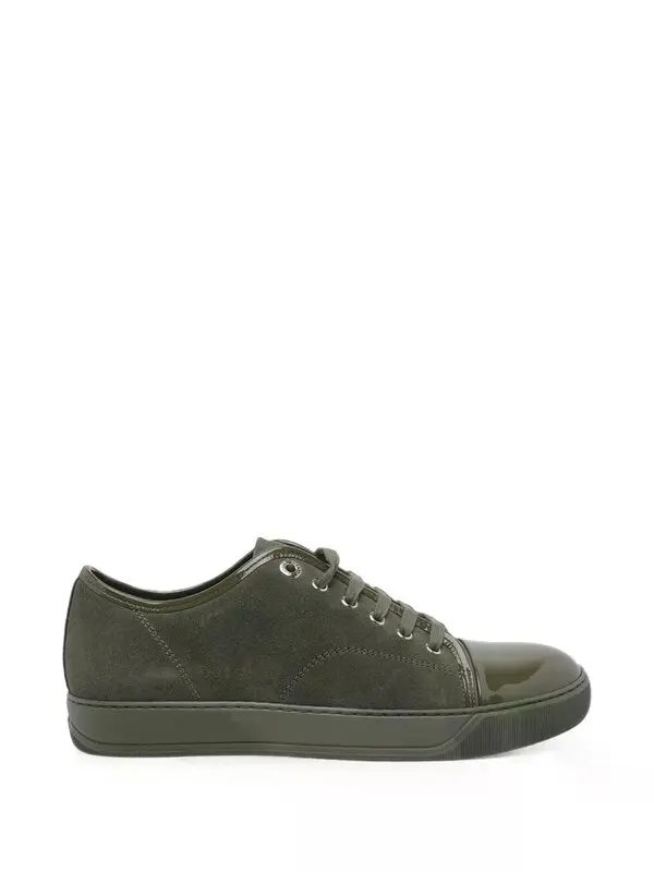 LANVIN Patent-toe Suede Lace-up Sneakers - Green