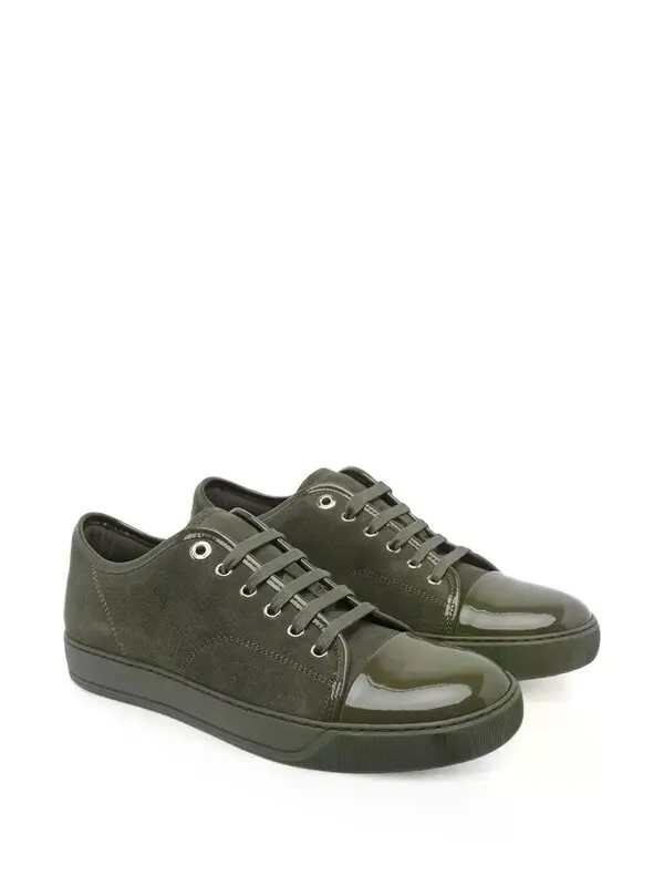 LANVIN Patent-toe Suede Lace-up Sneakers
