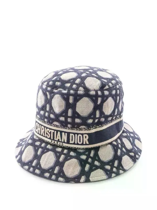 Dior 2010s D-bobby Macrocannage Bucket Hat - Neutrals