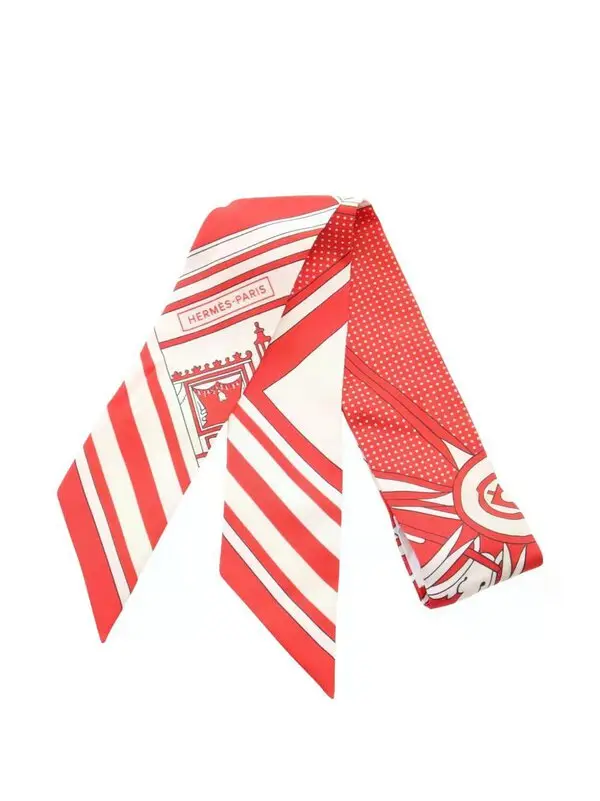 Hermès 2000s Washington's Carriage Ribbon Scarf - Red