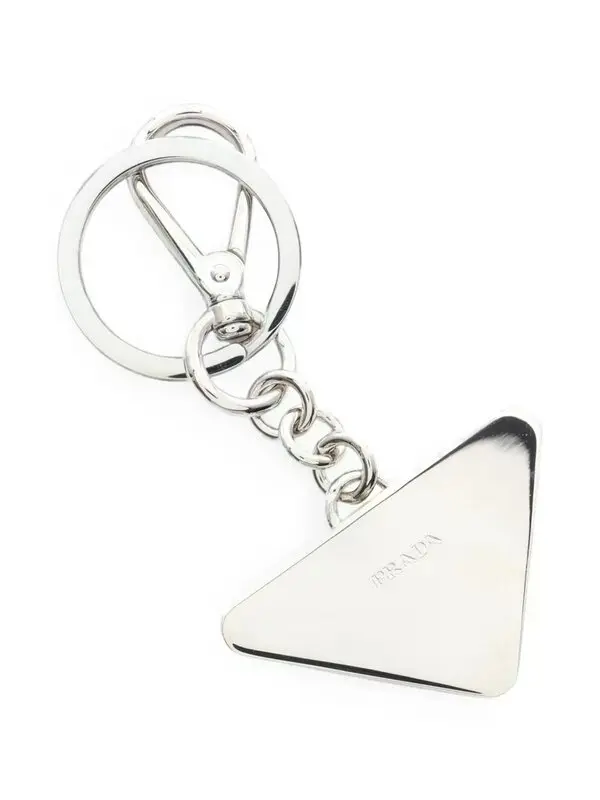 Prada Triangle Logo Key Ring - Silver