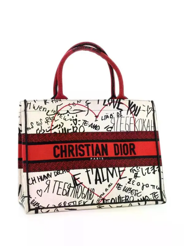 Dior Book Printed Canvas Medium Tote Bag