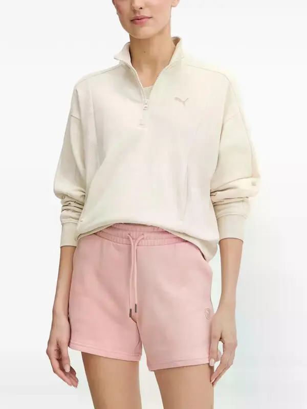 PUMA Class Logo-embroidered Half-zip Sweatshirt - Neutrals