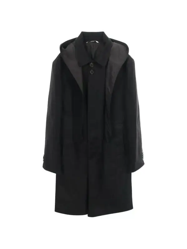 Valentino Garavani Single-breasted Coat With Detachable Hood - Black