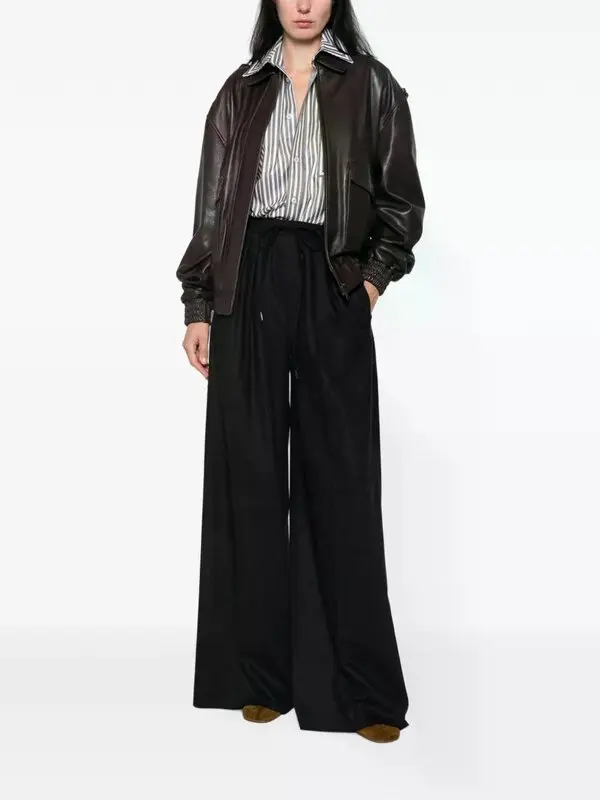 Max Mara Wide Leg Drawstring Trousers - Grey