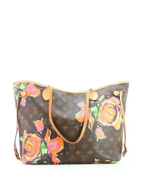 LOUIS VUITTON Monogram Roses Neverfull Mm Tote Bag