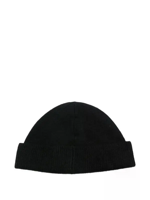 Stone Island Logo Patch Beanie Hat - Black