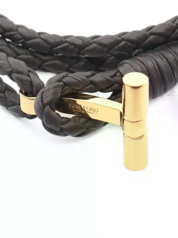 TOM FORD Braided Leather T-bar Bracelet