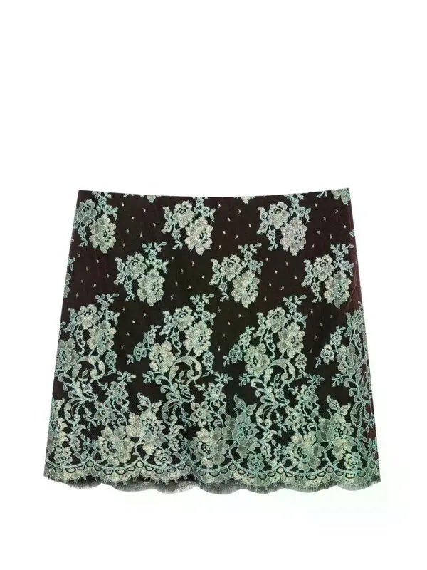 Valentino Garavani Floral-lace Mini Skirt - Brown